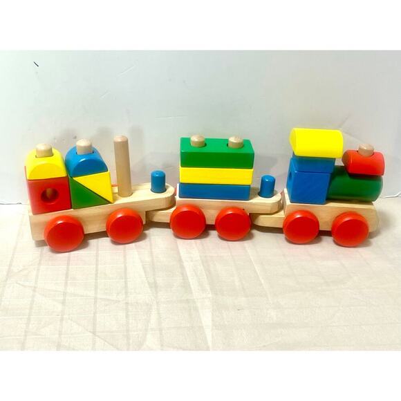 Melissa & Doug | Toys | Melissa Doug Wooden Stacking Train Blocks ...